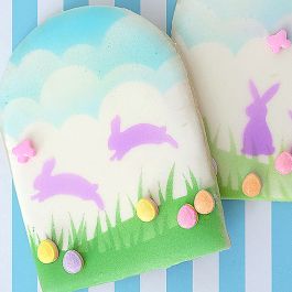 Clouds Grass and Bunnies Cookie Stencil Set - Evil Cake Genius