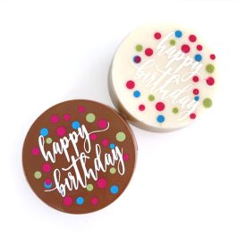 Chocolate Transfer Sheet Happy Birthday Rounds - Evil Cake Genius