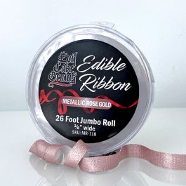 Edible Ribbon Metallic Rose Gold Narrow - Evil Cake Genius