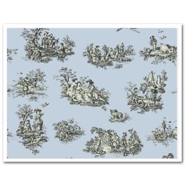 Edible Fabric Sheet Light Blue Toile - Evil Cake Genius