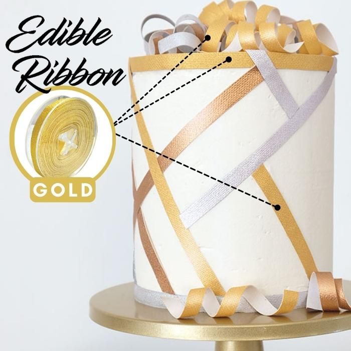 Edible Ribbon Metallic Gold Narrow - Evil Cake Genius